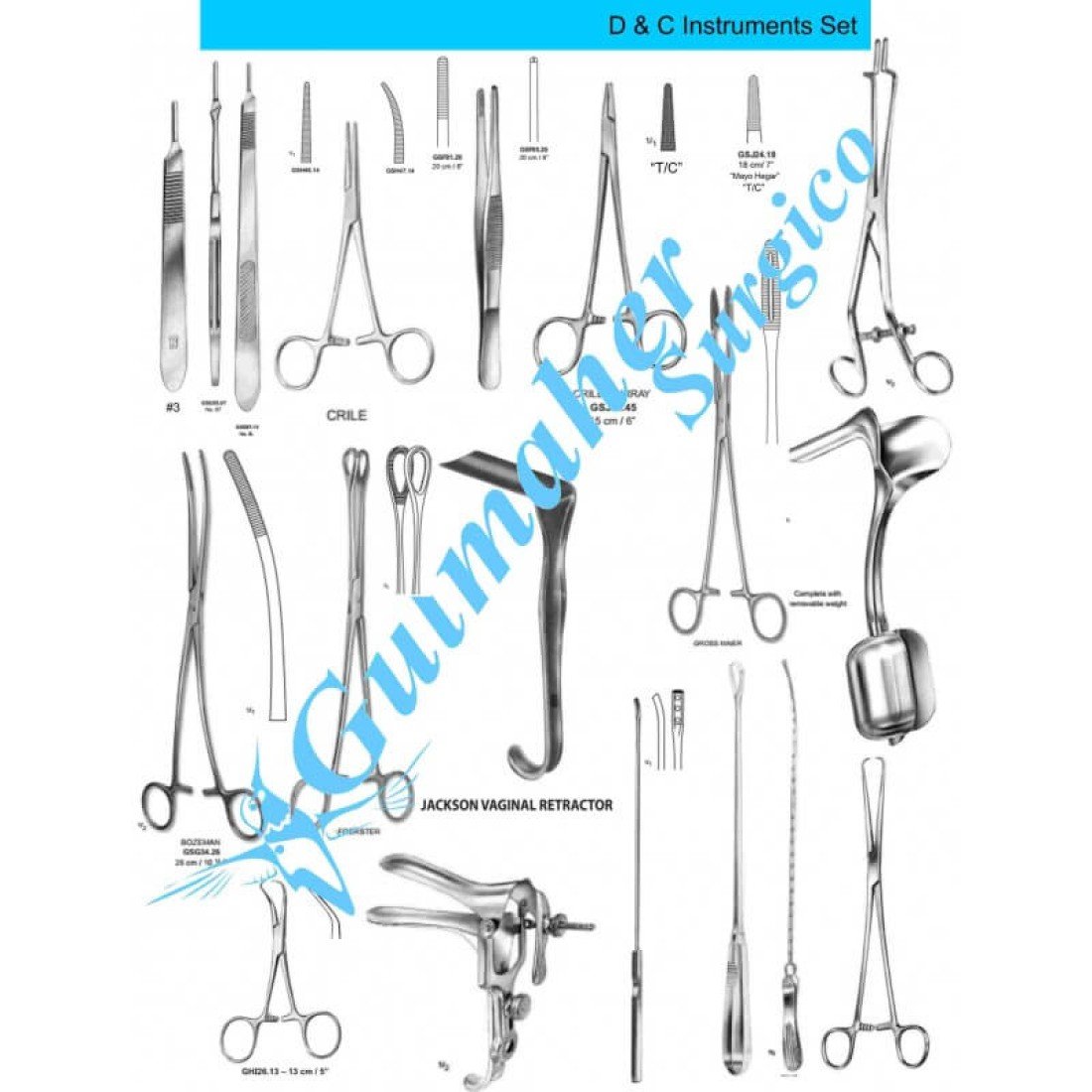 D and C Instruments Set|Dilation & Curettage|Gulmaher Surgico